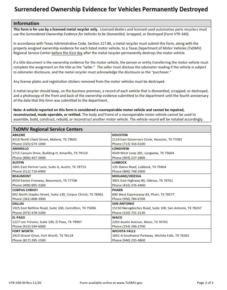 VTR-340-M – Surrendered Ownership Evidence for Vehicles Permanently ...