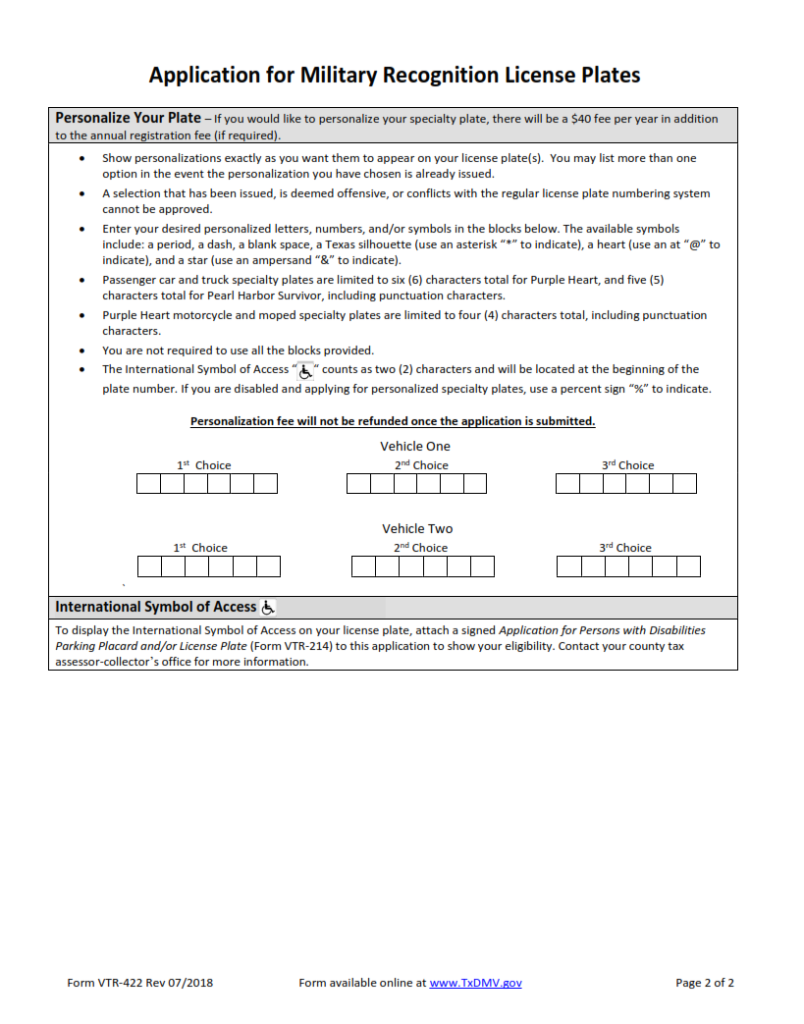 VTR-422 – Application for Military Recognition License Plates | Origin ... VTR-422 – Application for Military Recognition License Plates | Origin ...
