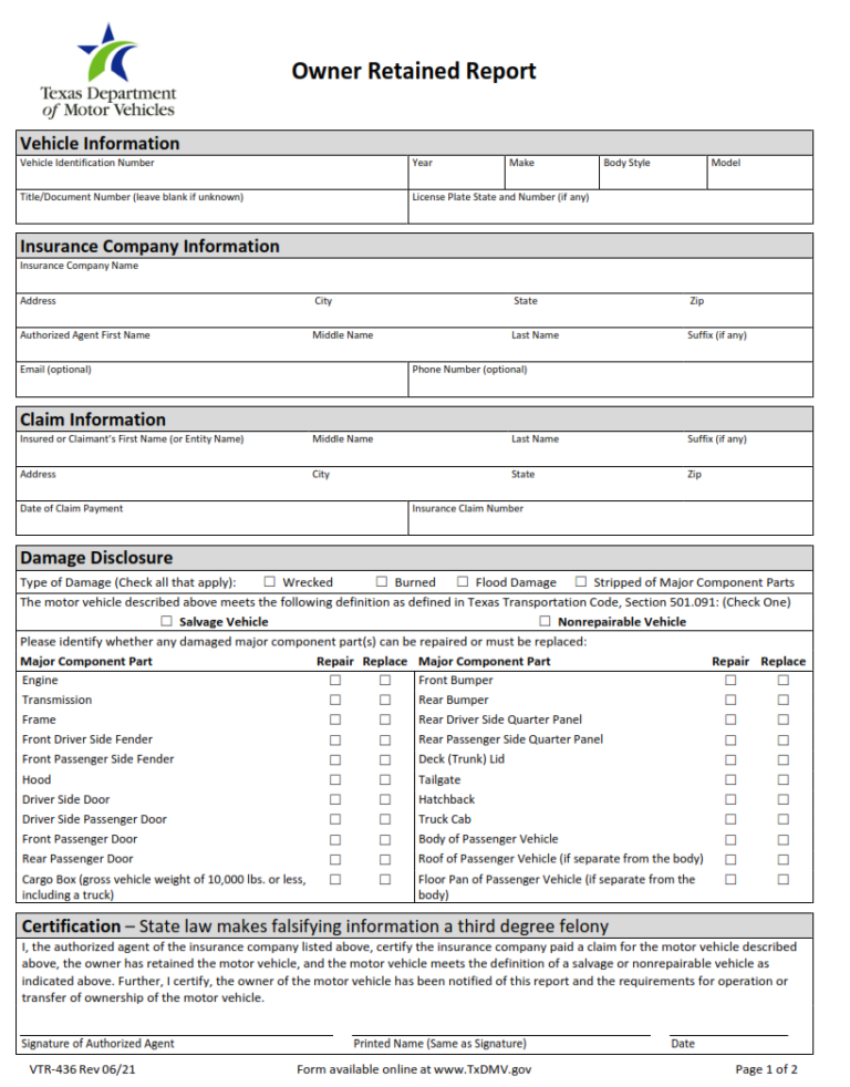 VTR-436 – Owner Retained Report | Origin Form Studio