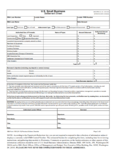 SBA Form 1050 – Settlement Sheet (Use of Proceeds Certification ...
