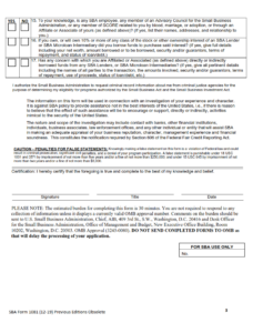 SBA Form 1081 – Statement of Personal History | Origin Form Studio