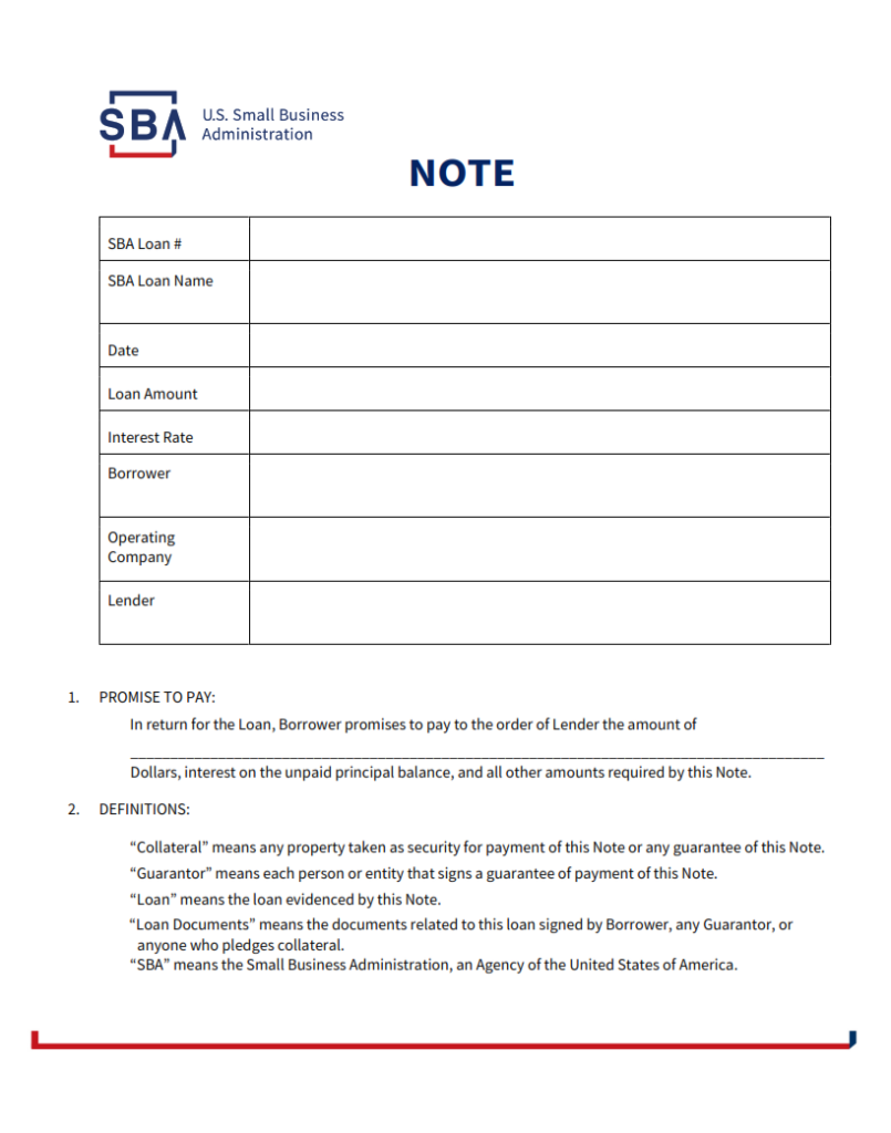 SBA Form 147 – SBA Standard Loan Note (Form 147) | Origin Form Studio
