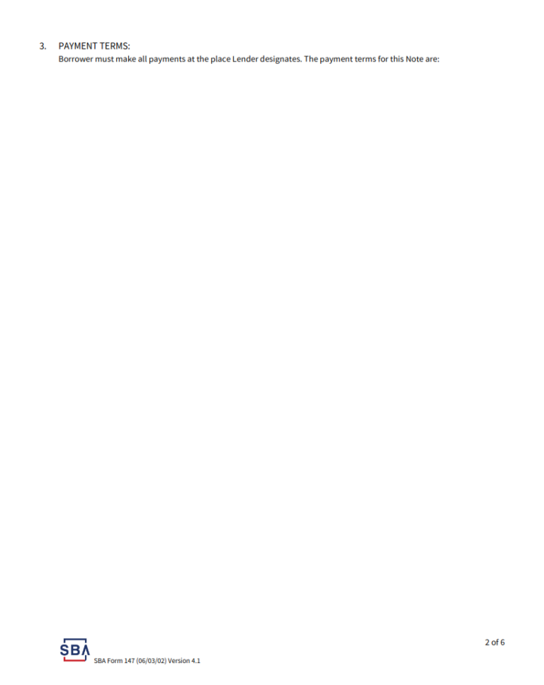 SBA Form 147 – SBA Standard Loan Note (Form 147) | Origin Form Studio
