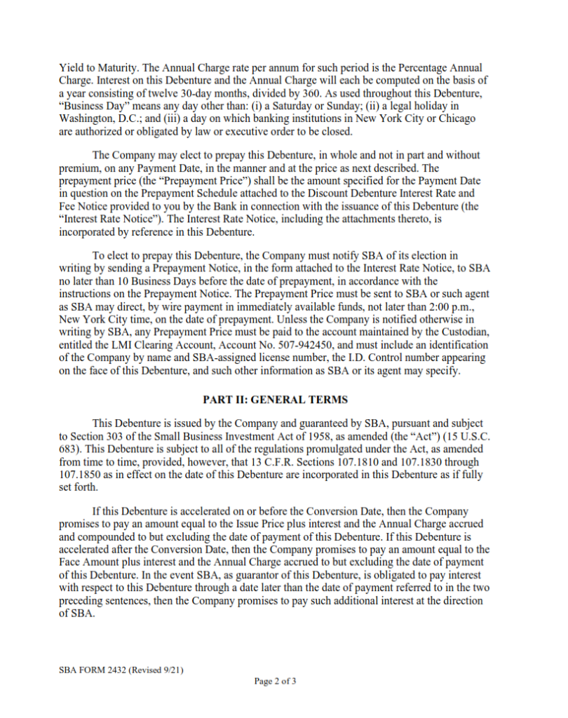 SBA Form 2432 – Early Stage Discount Debenture Certification | Origin ...