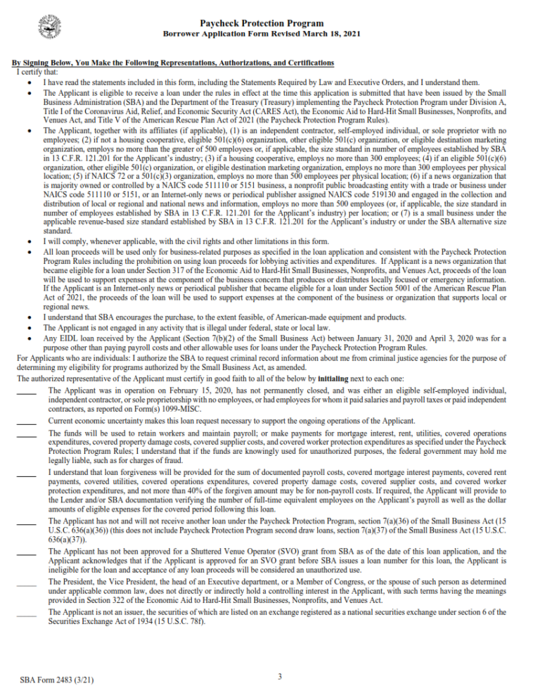 SBA Form 2483 – PPP First Draw Borrower Application Form | Origin Form ...