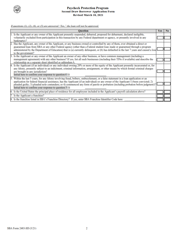 SBA Form 2483-SD – PPP Second Draw Borrower Application Form | Origin ...