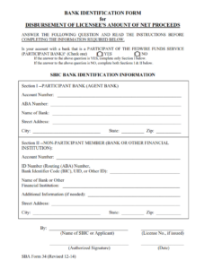 SBA Form 34 – Bank Identification Form | Origin Form Studio