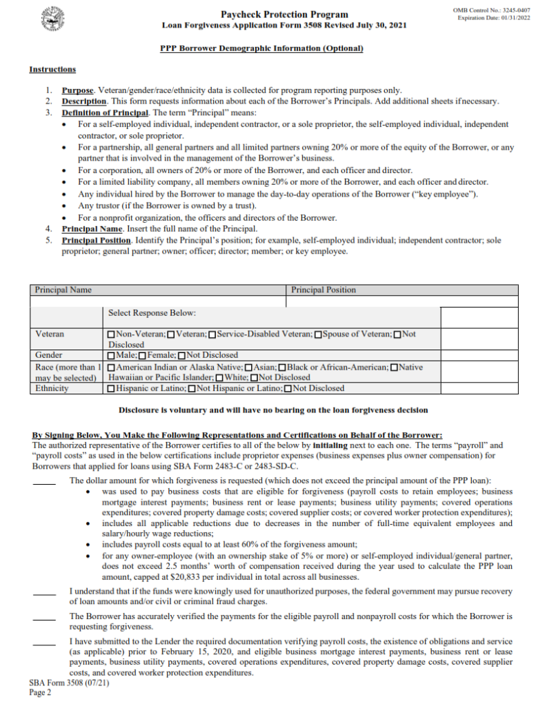 SBA Form 3508 – PPP Loan Forgiveness Application + Instructions ...