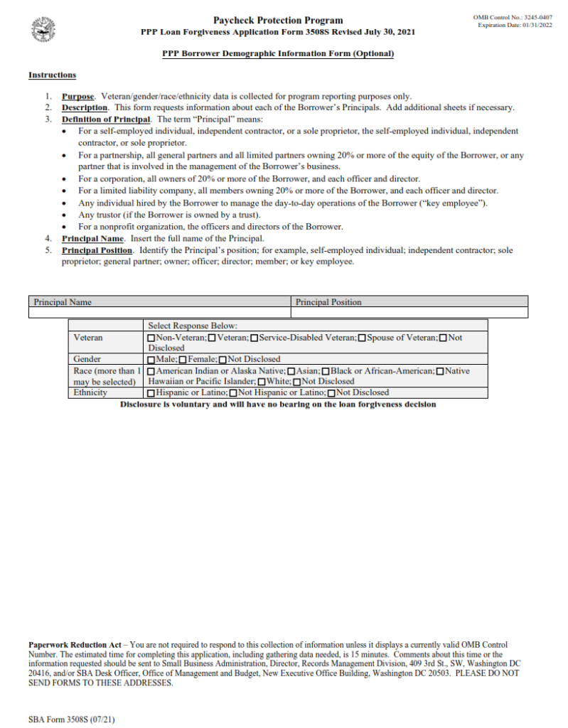 SBA Form 3508S – PPP 3508S Loan Forgiveness Application + Instructions ...