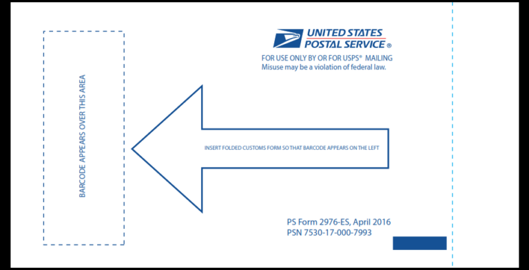 PS Form 2976-ES – Small Customs Form Envelope – Reference Only: Order ...