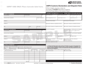 PS Form 2976-R – USPS Customs Declaration and Dispatch Note – Reference ...