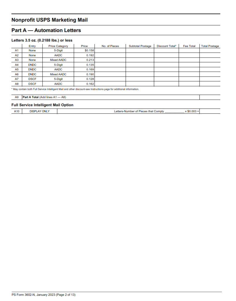 PS Form 3602-N – Postage Statement — Nonprofit USPS Marketing Mail ...