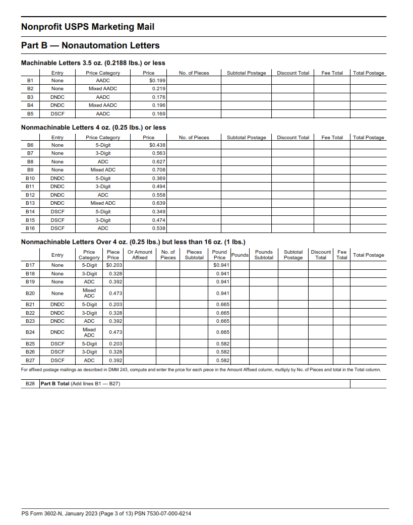 PS Form 3602-N – Postage Statement — Nonprofit USPS Marketing Mail ...