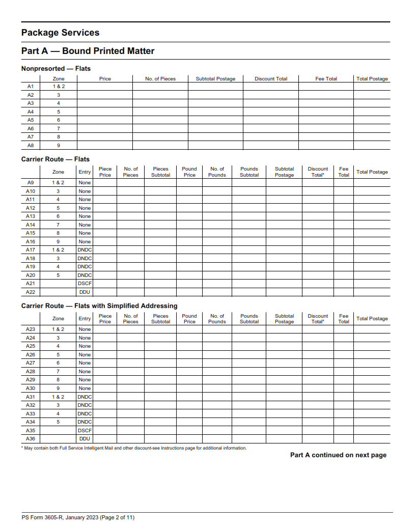 PS Form 3605-R – Postage Statement – Package Services and Parcel Select ...