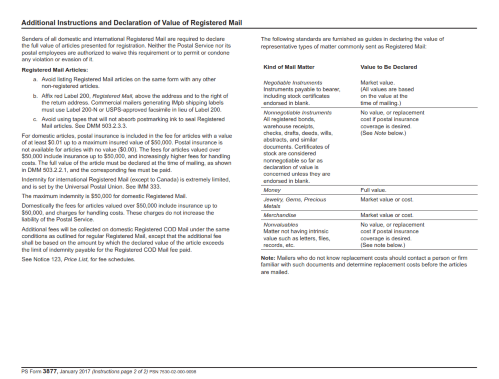 PS Form 3877lc – Firm Mailing Book for Accountable Mail | Origin Form ...