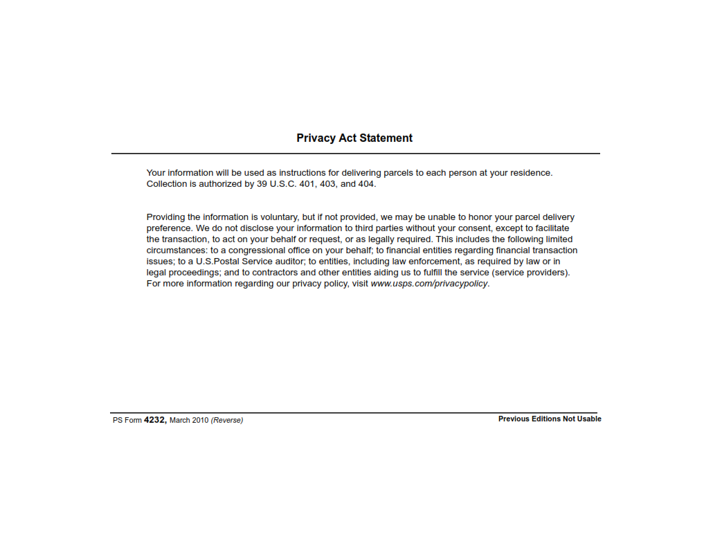 PS Form 4232 Rural Customer Delivery Instructions Origin Form Studio PS Form 4232 Rural Customer Delivery Instructions Origin Form Studio