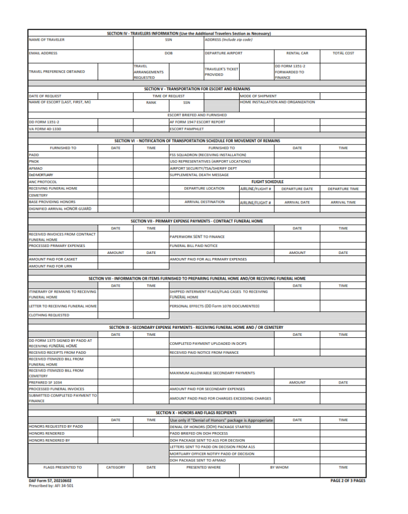 DAF Form 57 – Mortuary Guide | Origin Form Studio