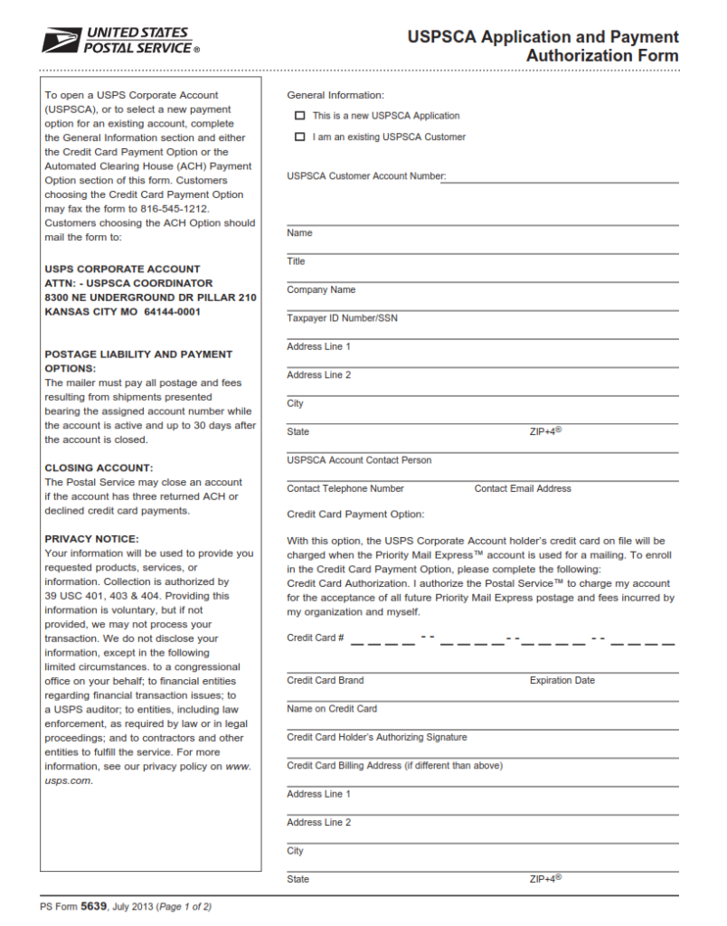 PS Form 5639 – USPSCA Application and Payment Authorization Form ...