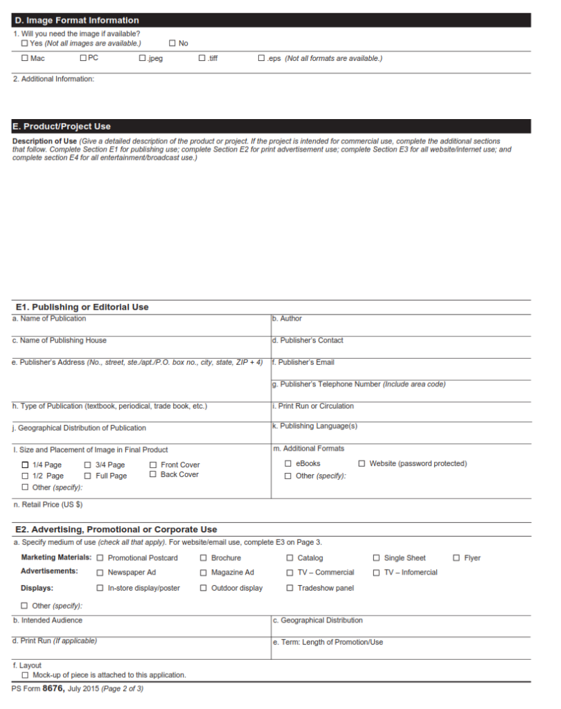 PS Form 8676 – Rights and Permissions Application | Origin Form Studio