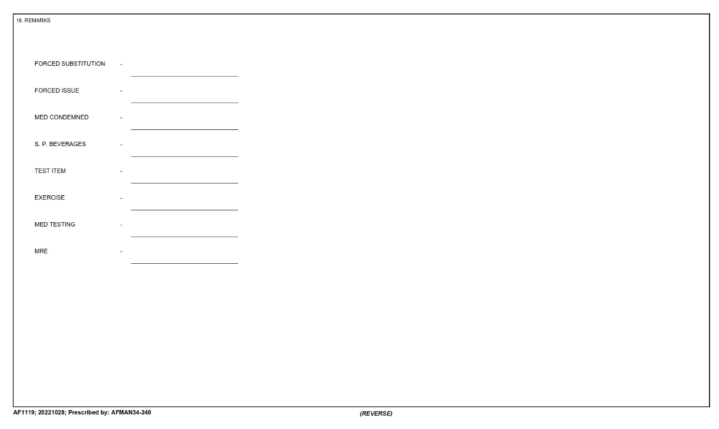 DAF Form 1119 – Monthly Monetary Records | Origin Form Studio