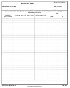 DD Form 114 – Military Pay Order | Origin Form Studio
