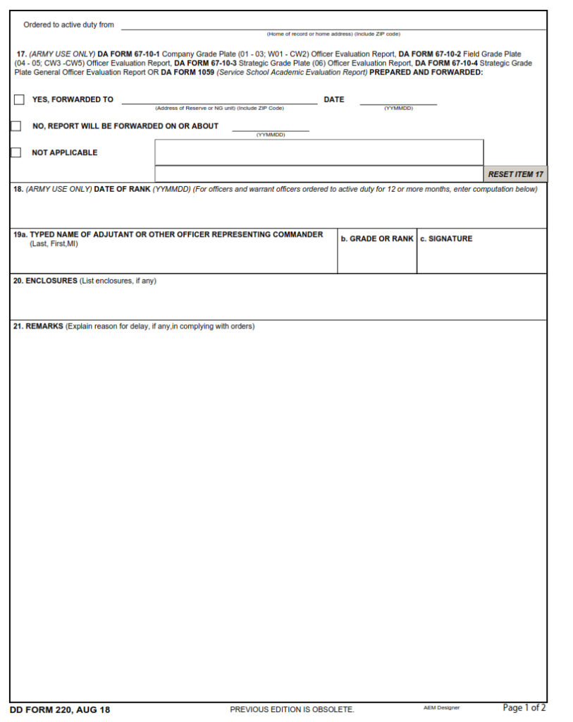 DD Form 220 – Active Duty Report | Origin Form Studio