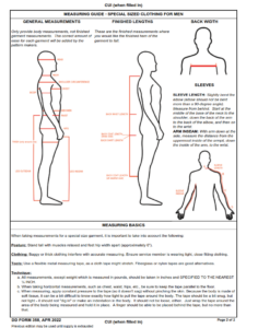 DD Form 358 – Measurement Blank – Special Sized Clothing for Men, Armed ...