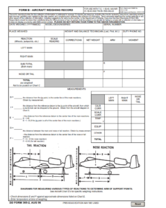 DD Form 365-2 – Weighing Record, Form B – Aircraft | Origin Form Studio