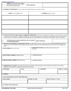 DD Form 397 – Claim Certification and Voucher for Death Gratuity ...