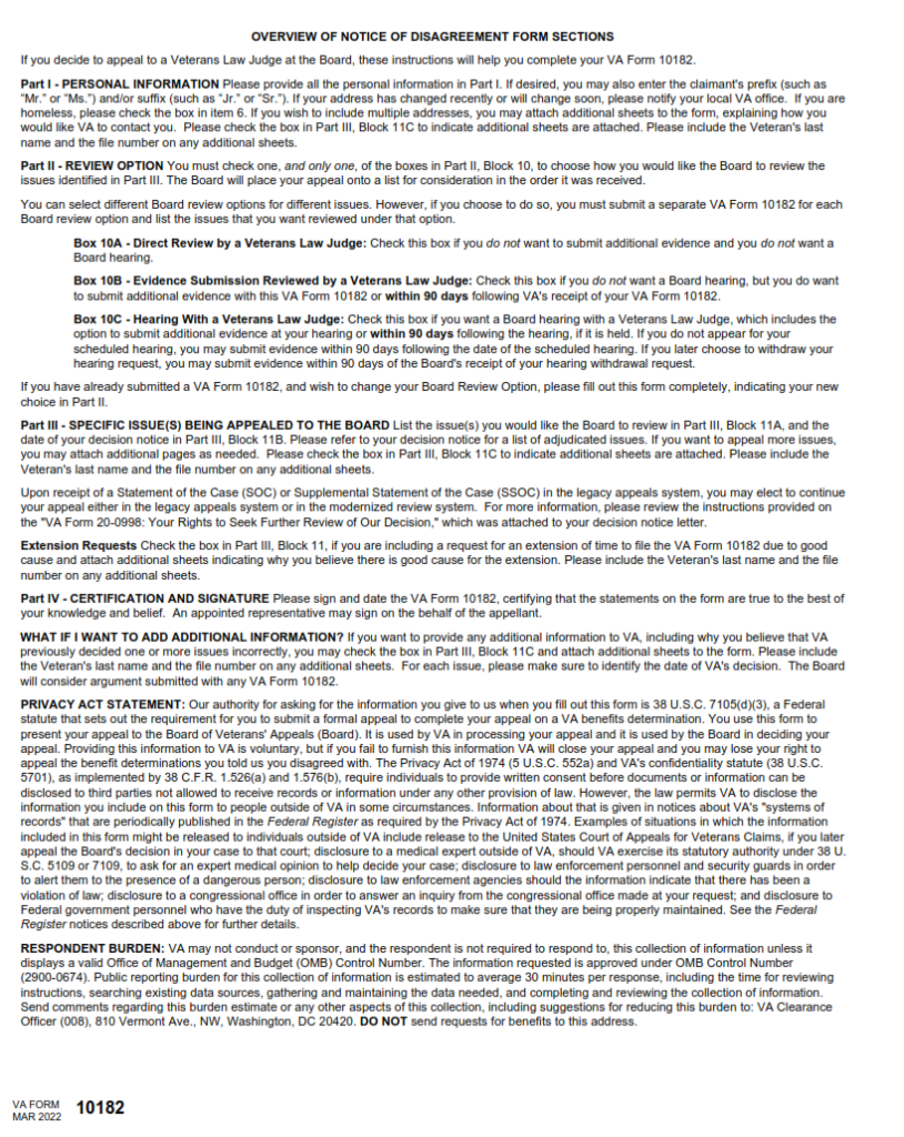 VA Form 10182 – Printable, Fillable in PDF | Origin Form Studio